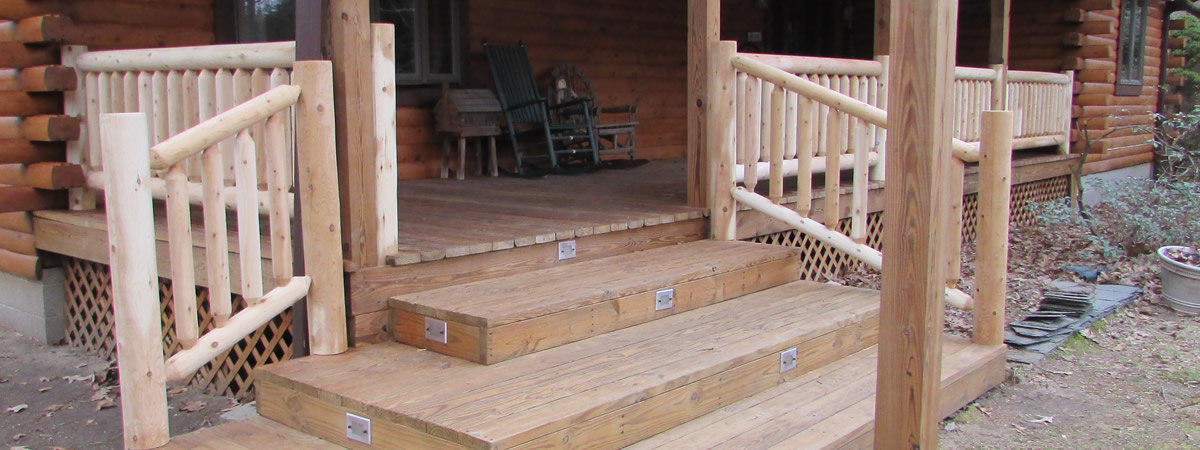 Cedar Log Deck Railing Installation Maintenance MD VA WV